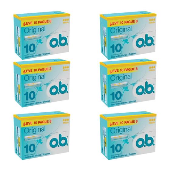 Kit C/6 Un Absorvente Ob Médio Com 10 Unidades - Intimus - Absorvente ...