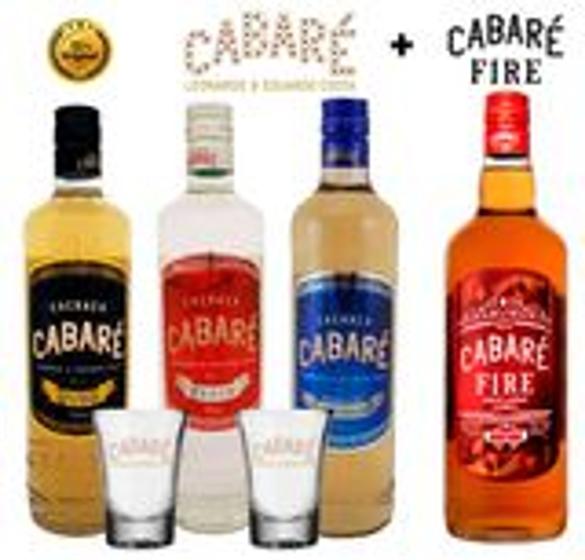 Kit Cachaça Cabare 700ml +2 copos vidro 60ml + Cabare Fire - Cabaré ...