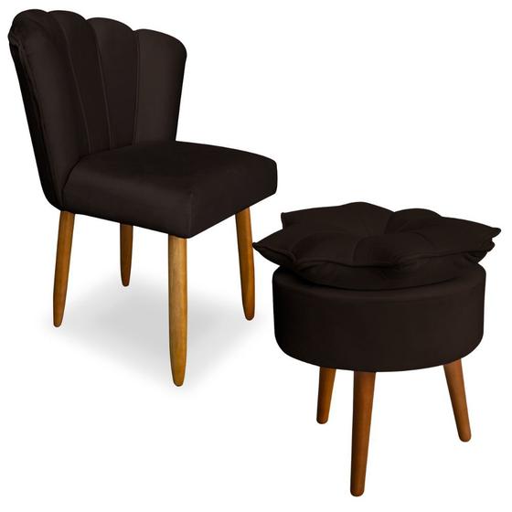Kit Cadeira Pétala + Puff Flor Veludo Várias Cores Decorativa, Poltrona ...
