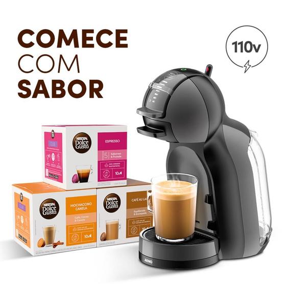 Kit cafeteira nescafé dolce gusto mini me preta 110v + 30 cápsulas ...