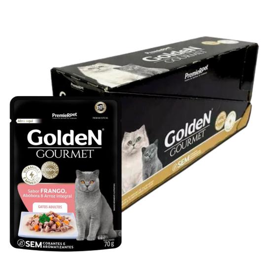 Kit Caixa 20 Sachês Golden Gourmet Gatos Adultos Frango 70g - Ração ...