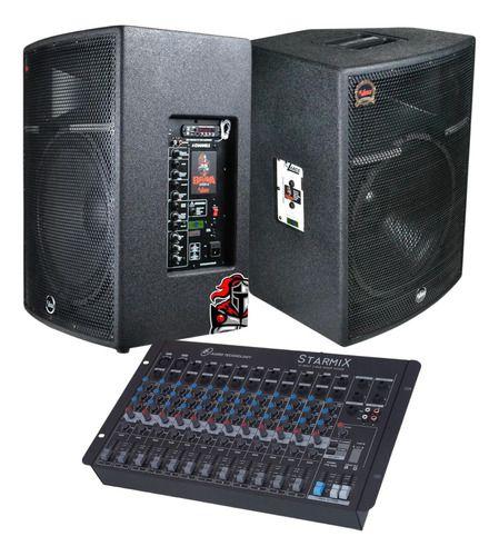 Kit Caixa Som Ativa Passiva 500w Brava 1500 Mesa S1202d Faculdade Som ...