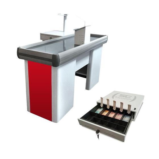 KIT - Caixa Supermercado Empacotador Check-out 1,5m Recorte + Caixa ...