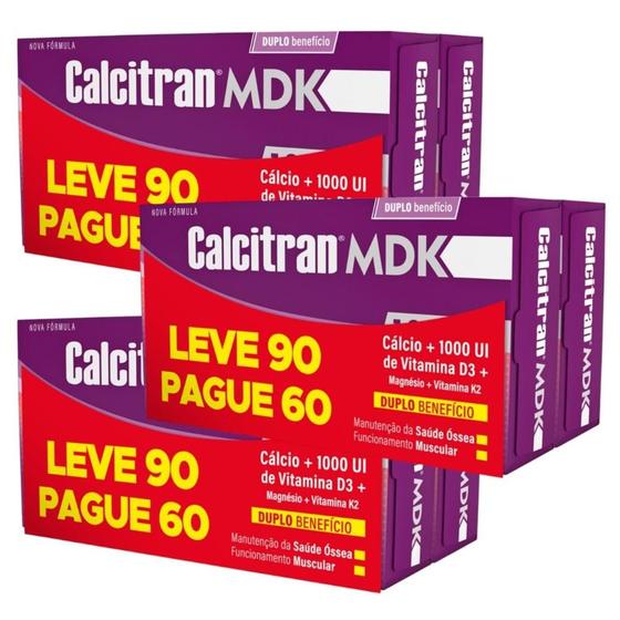 Kit Calcitran MDK 1000UI Com 3 Unidades De 90 Comprimidos Revestidos ...