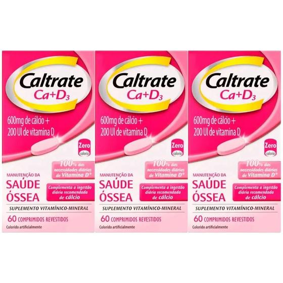 Kit Caltrate Ca+D3 Com 3 Caixas De 60 Comprimidos Revestidos Cada ...
