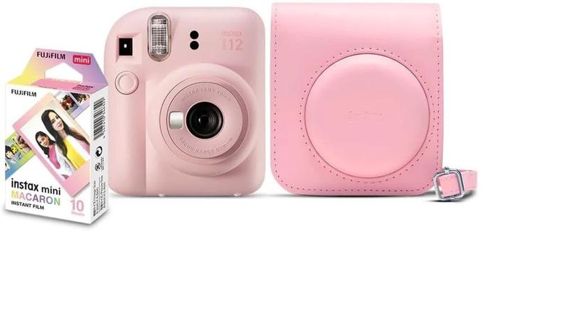 Kit câmera Instantânea Fujifilm instax mini 12 ROSA GLOSS + bolsa ...