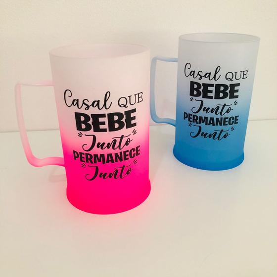 Kit Caneca de Chopp Frase: Casal que bebe junto permanece junto - Diversi Copos - Caneca de ...