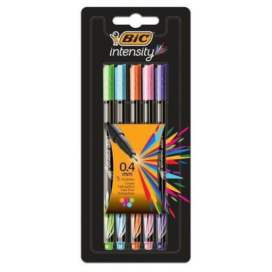 Kit Caneta Bic Intensity com 05 Canetas Tons Pastéis Ponta Extra Fina 0 ...