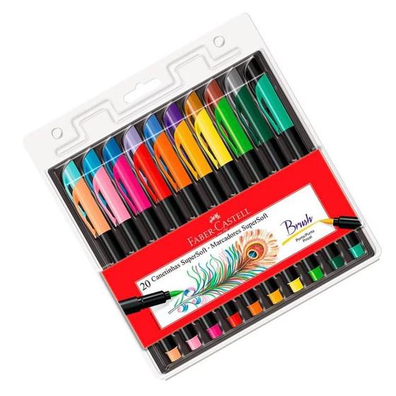 Kit Caneta Hidrográfica Faber-Castell SuperSoft Brush Pen Tons Pastéis ...