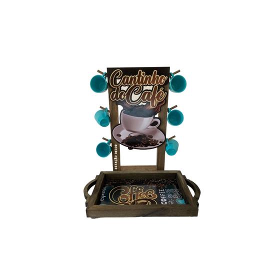 Kit Cantinho Do Café Com Bandeja + Suporte + 6 Xícaras - Estação Decor ...