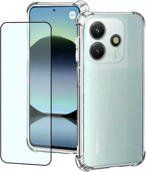 Kit Capa Capinha case Para Xiaomi Redmi Note 14 4G/5G Case Anti Impacto Transparente e Película ...