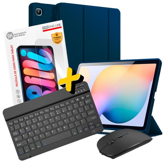 Kit Capa Teclado Mouse Preto Película para Galaxy Tab S6 Lite Suporte ...