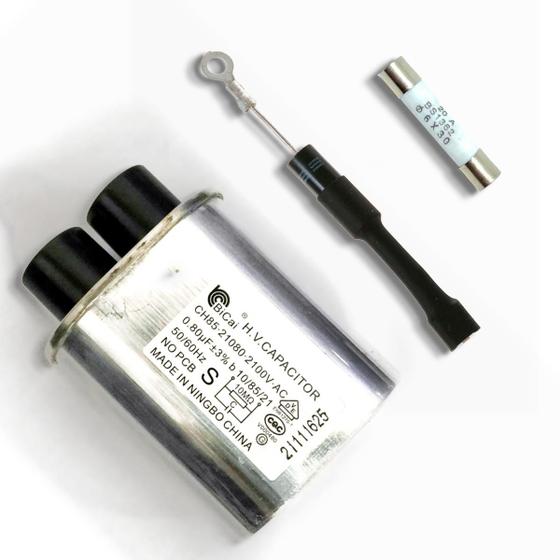 Kit capacitor bicai alta tensão 0.80uf 2100v+fusivel+diodo - Capacitor ...