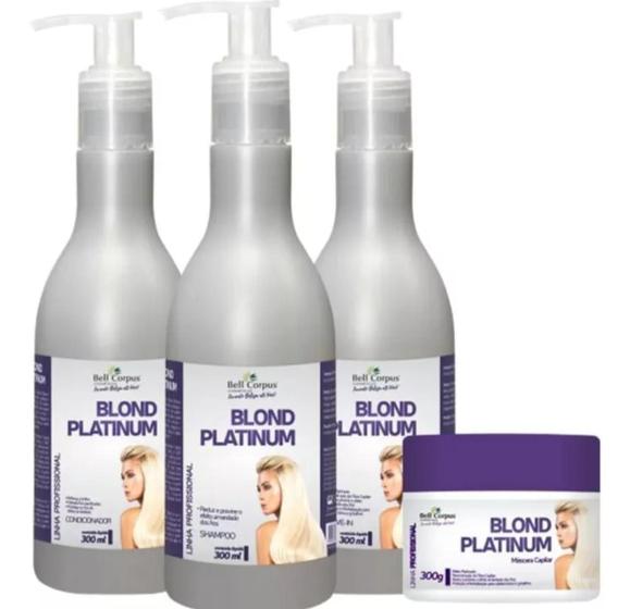 Kit Capilar Matizador Blond Platinum 4 Peças Bell Corpus Matizador