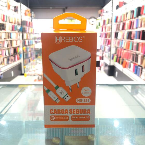 Kit Carregador Hrebos Turbo Power Dual USB 4.0 + Cabo Lightning - HS321 ...