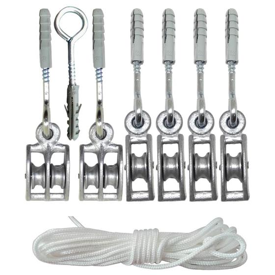 Kit Carretilha Roldana Metal Fazer Varal Parede Teto Apto - AJS - Varal ...