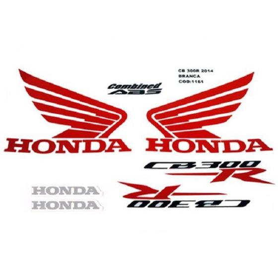 Kit Cartela Faixas Adesivas Honda Cb 300R 2014 Branca Jogo Adesivo ...