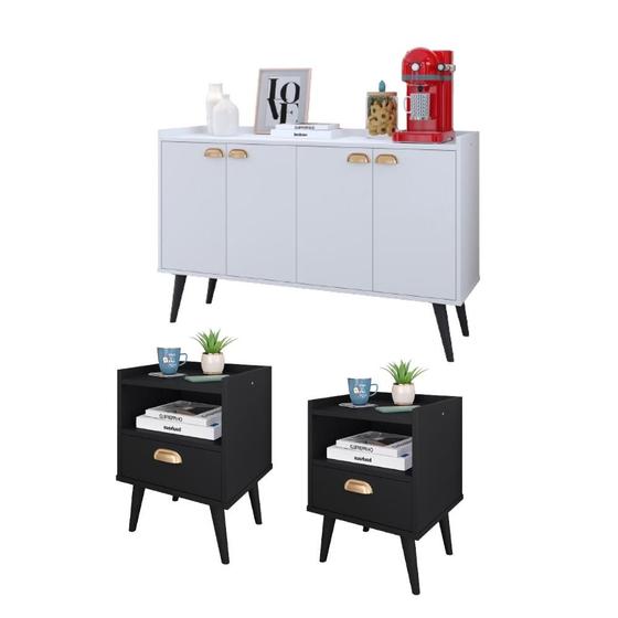 Kit Casa Completa 2 Mesas Cabeceira Estilo Mesinhas Lateral Cama ...