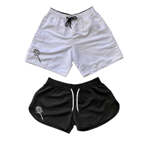 Kit Casal Short Moda Praia Bermudas Combinando Namorados - Hyve - Moda ...