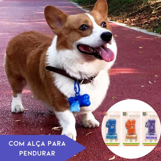 Kit Cata Caca Porta Saquinho Pet Coletor de Fezes + 40 Saco Plástico ...