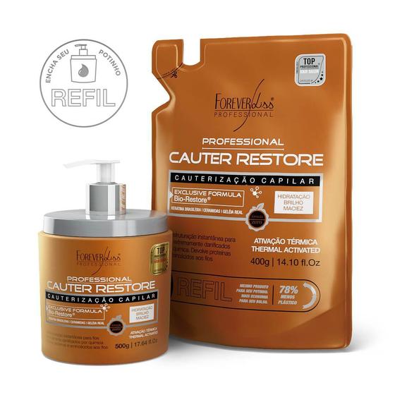 Kit Cauterização Capilar Forever Liss Cauter Restore 500g Cauter