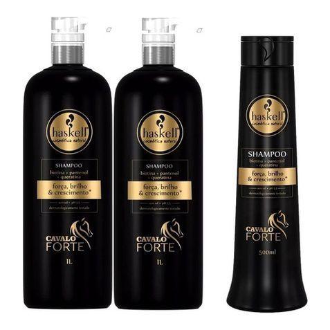 Kit Cavalo Forte Haskell 2 Shampoos De 1l + 1 Shampoo 500ml - Shampoo ...