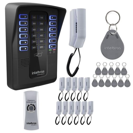 Kit Central de Interfonia Condominial Coletiva 12 Ramais + Interfones ...