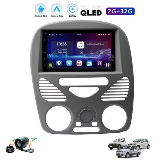 Kit Central Multimidia 2 Din Android Fiat Palio Fire Siena Strada G2 Sem Ar Condicionado Cinza ...