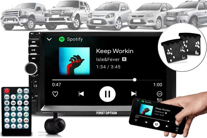 Kit Central Multimídia 2 Din Som Pra Carro Mp5 Automotivo Touch Screen 7 Polegadas Espelha Via ...