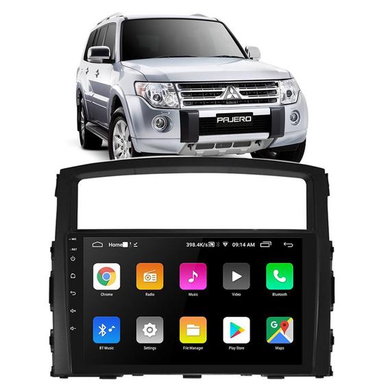Kit Central Multimídia Android 9" Pajero Full 2008 2009 2010 2011 2012 2013 2014 2015 2016 2017 ...
