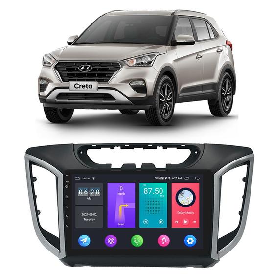 Kit Central Multimídia Android Creta 2016 2017 2018 2019 2020 2021 9 Polegadas Tv Online GPS Bt ...