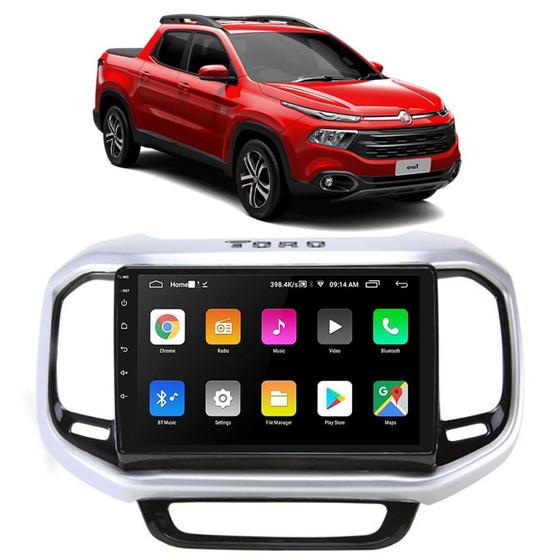 Kit Central Multimídia Android Fiat Toro 2016 2017 2018 2019 2020 2021 2022 9 Polegadas Tv ...