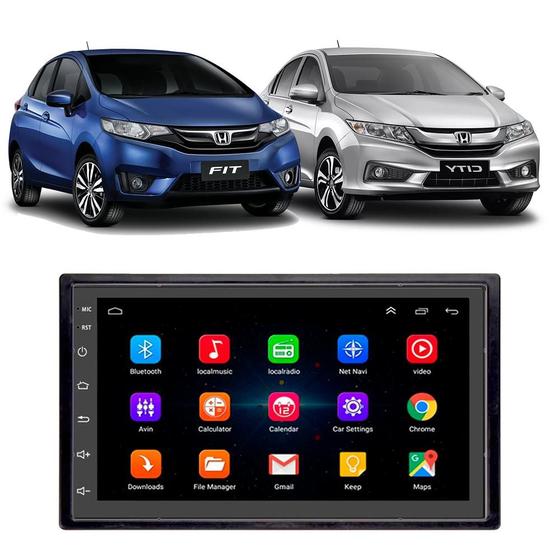 Kit Central Multimídia Android Fit City 2015 2016 2017 2018 2019 2020 2021 7 Polegadas GPS Tv ...