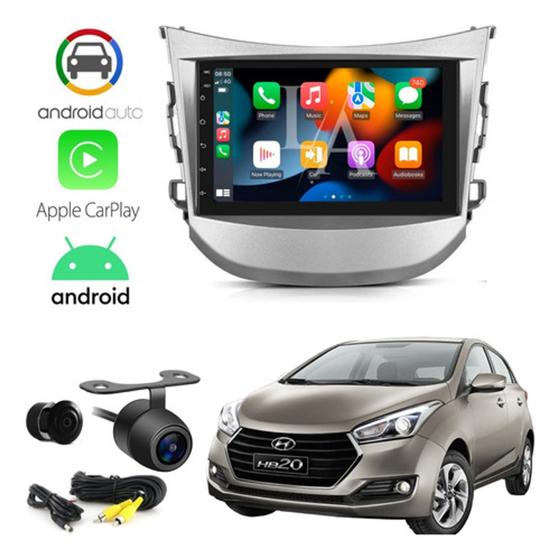 Kit Central Multimidia Android Hb20 Carplay Moldura E Câmera - Duinb - Central Multimídia para ...
