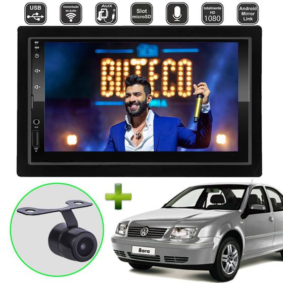 Kit Central Multimidia + Camera de Ré + Moldura Bora 01 até 12 Mp5 Player Espelhamento Bluetooth ...