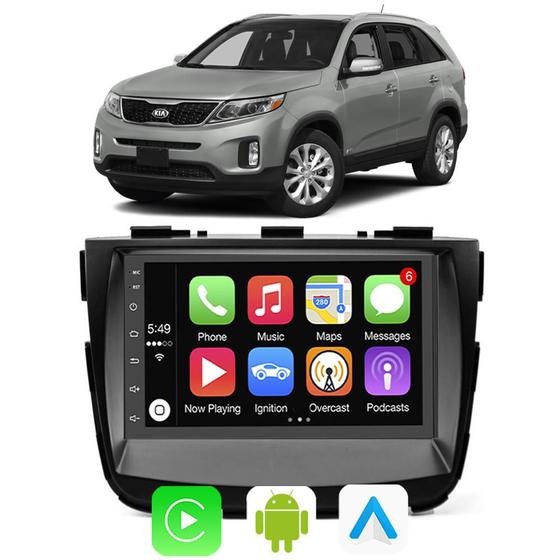 Kit Central Multimidia Carplay Android Auto Kia Sorento 2013 2014 2015 7" Comando Por Voz Siri ...