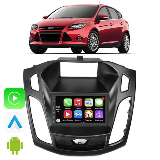 Kit Central Multimidia Focus 2014 2015 2016 7" Android Auto CarPlay Voz Google Siri Tv Bluetooth ...