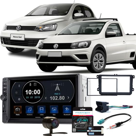 Kit Central Multimídia Gol G7 Saveiro G7 Evolve TV MP5 7 pol GP345 + Moldura + Câmera ...