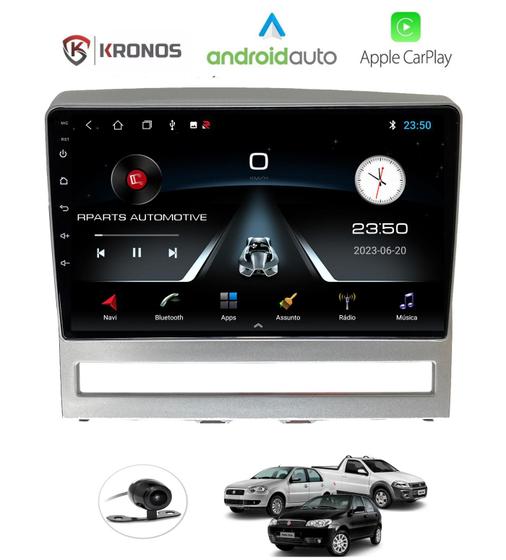 Kit Central Multimidia Kronos 9 Polegadas Android Fiat Palio Siena Strada Idea Prata - Central ...