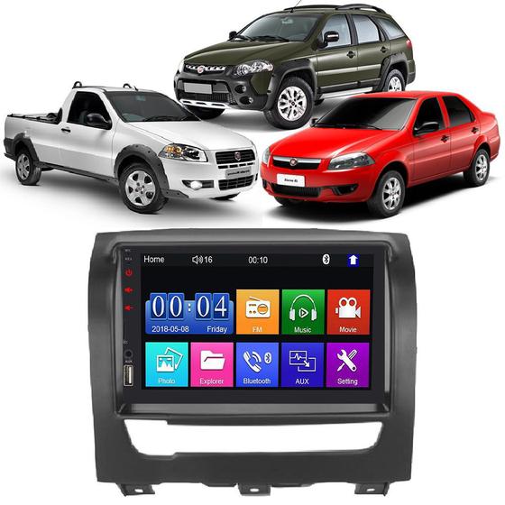 Kit Central Multimídia MP5 Fiat Palio Siena Strada 2012 A 2020 Bluetooth Espelhamento 7 ...