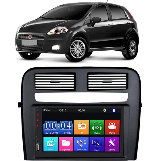 Kit Central Multimídia Mp5 Fiat Punto 2008 2009 2010 2011 2012 7 Pol Espelhamento Android e IOS ...