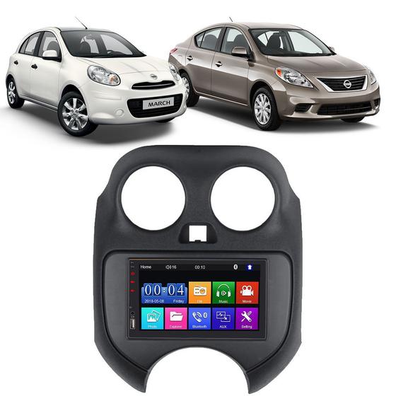 Kit Central Multimídia Mp5 Nissan March Versa 2011 2012 2013 7 Polegadas Espelhamento Android e ...