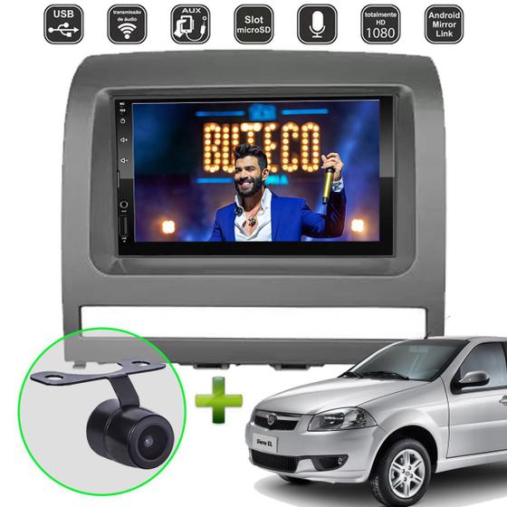 Kit Central Multimidia Mp5 Player + Moldura Siena 05 até 12 Espelhamento Bluetooth Usb Sd C19a ...