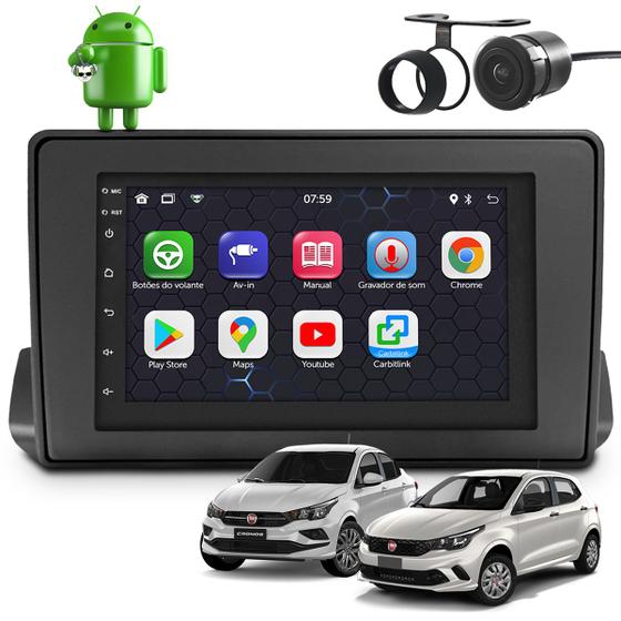 Kit Central Multimídia Sistema Android Espelhamento Usb Bluetooth Fiat Argo e Cronos 2018 2019 ...