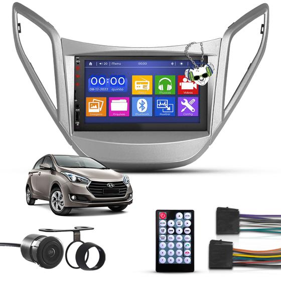 Kit Central Multimídia Universal Espelhamento Usb Mp5 2 Din Bluetooth Câmera de Ré Hyundai Hb20 ...