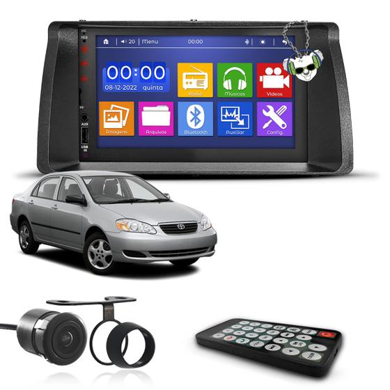 Kit Central Multimídia Universal Espelhamento Usb Mp5 2 Din Bluetooth Câmera de Ré Toyota ...