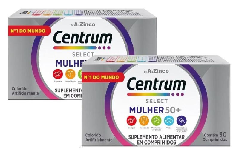 Kit Centrum Select Mulher 50+ Com 2 Caixas De 30 Comprimidos Cada - Vitaminas A-Z - Magazine Luiza