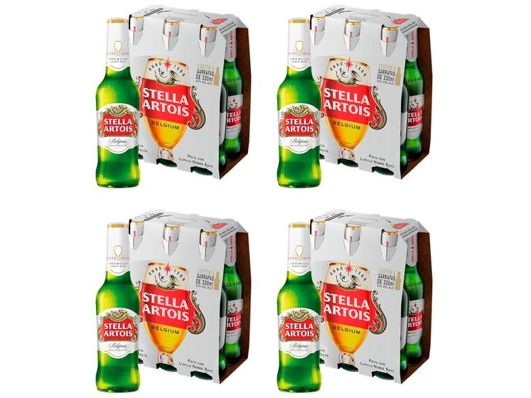 Kit Cerveja Stella Artois Puro Malte - Premium American Lager 24 Unidades Long Neck 330ml - Kit ...