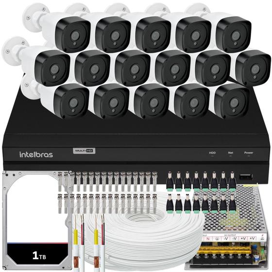 Kit Cftv 16 Camera Segurança Full Hd 200m Dvr Intelbras 1216 ...
