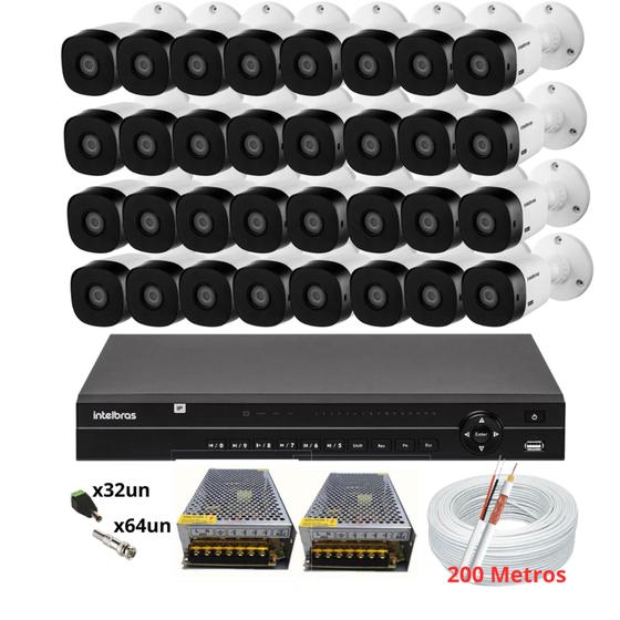 Kit Cftv 32 Câmeras de Segurança Intelbras Dvr 32 Canais MHDX 1232 s/hd ...
